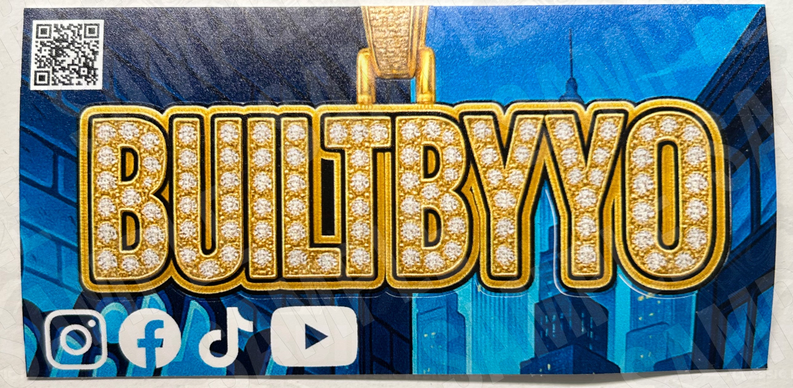 Built By Yo – Gold Chain Logo Sticker (4"x2") Matte Kiss-Cut Vinyl